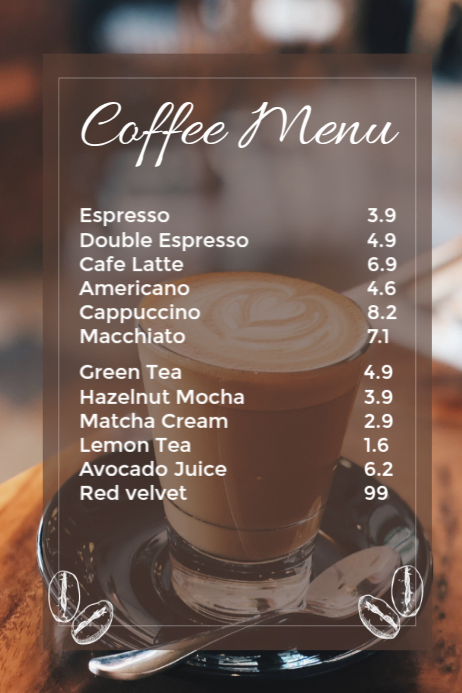 Restaurant Coffee Menu Poster Template | PosterMyWall