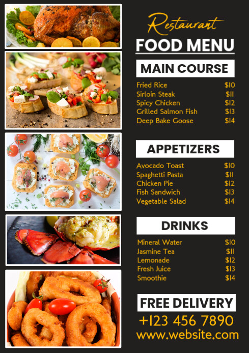 Food Card Printable Templates Free Food Menu Card Template (PSD)