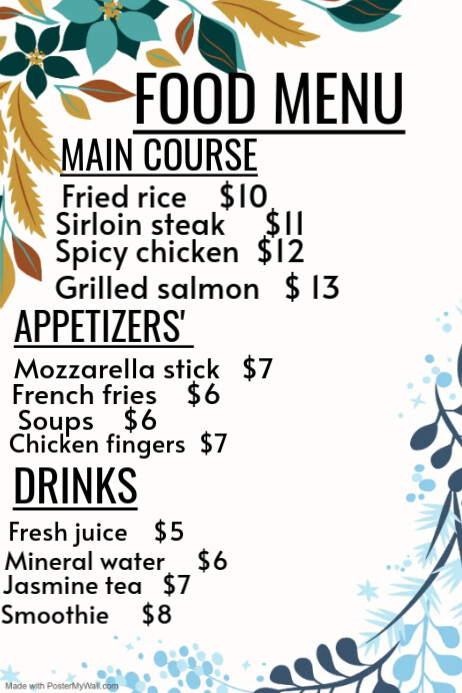 Restaurant Daily Food Menu Poster Template | PosterMyWall