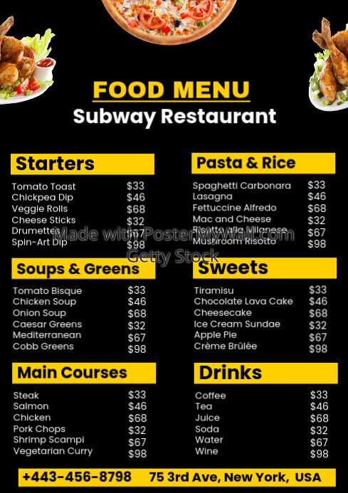 Copy of Restaurant daily food menu template | PosterMyWall
