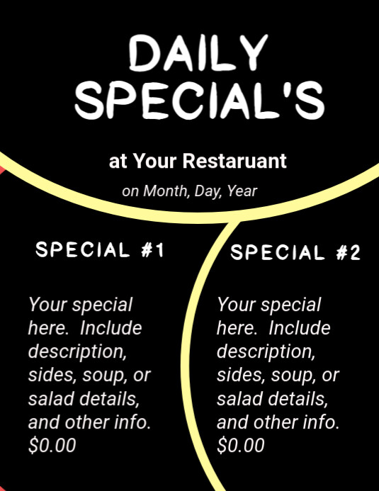 Restaurant Daily Specials Template | PosterMyWall