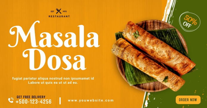 Restaurant Facebook Shared Post Design Template | PosterMyWall