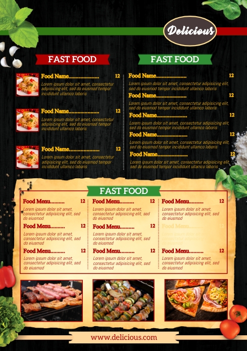 Restaurant Fast Food Menu Flyer Template | PosterMyWall