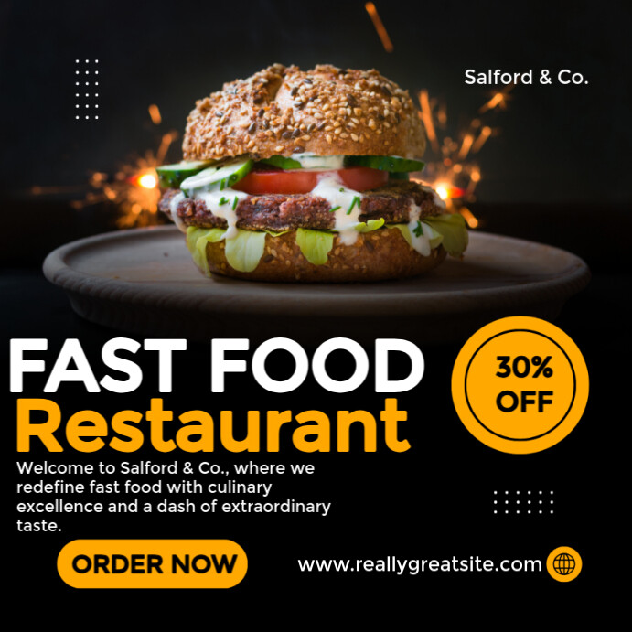 Restaurant Fast Food Menu Post Template | PosterMyWall