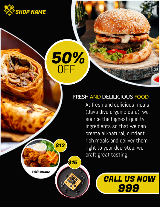 Copy of Restaurant Flyer (US Letter) Template | PosterMyWall