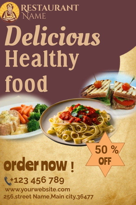 Restaurant flyer and food poster Templat | PosterMyWall