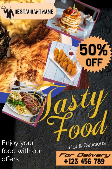 Restaurant flyer and food poster Template | PosterMyWall