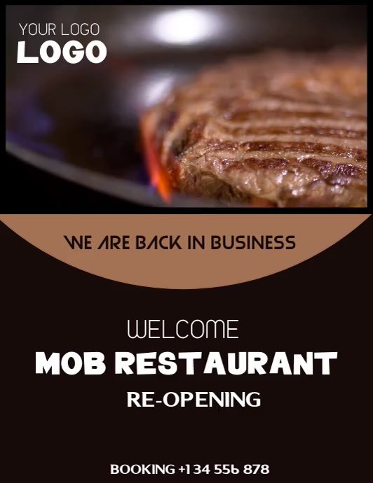 RESTAURANT FLYER REOPENING STEAK HOUSE FOOD Template | PosterMyWall