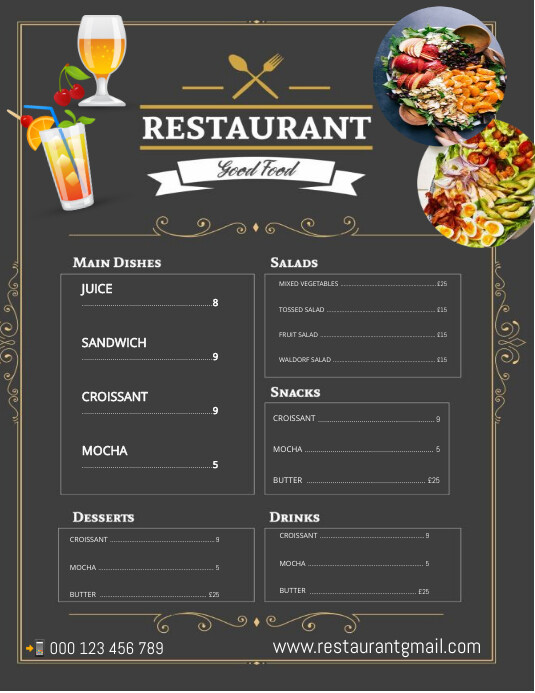Restaurant food flyer, poster and ad. Template | PosterMyWall