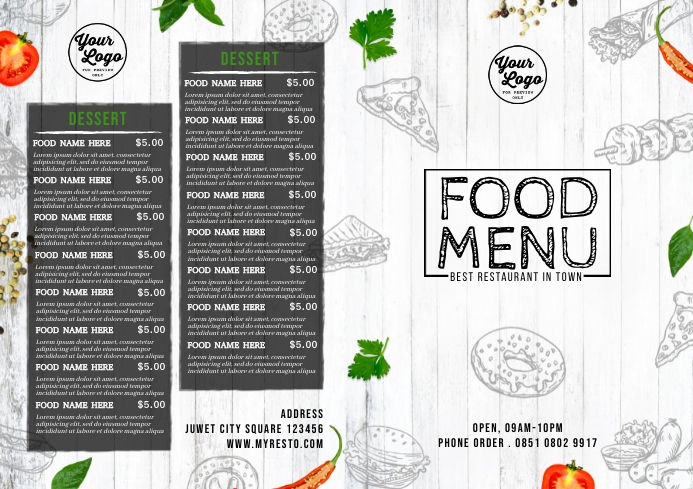 Copy of Restaurant Food Menu Bi Fold Template | PosterMyWall