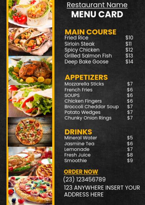 Copy of Restaurant food menu card template | PosterMyWall