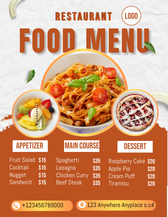 Copy of restaurant food menu | PosterMyWall