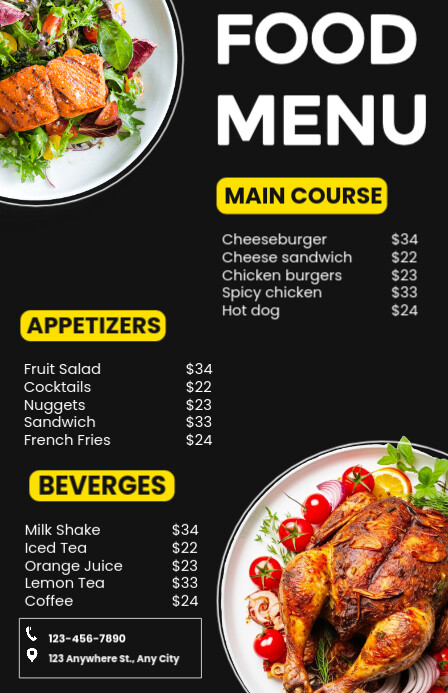 Restaurant food menu Template | PosterMyWall