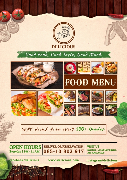 Restaurant Food Menu Flyer Template | PosterMyWall