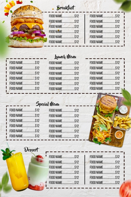 Restaurant Food Menu Flyer Template | PosterMyWall