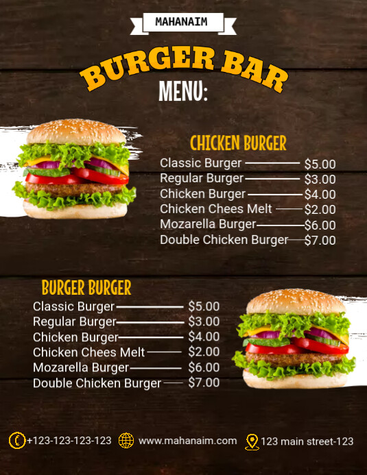 Plantilla de restaurant food menu flyer template | PosterMyWall