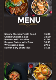 Restaurant Food Menu Poster A4 Template | PosterMyWall