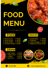 Restaurant Food Menu Poster A4 Template | PosterMyWall