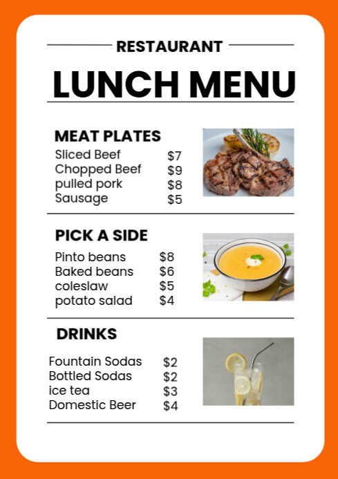 Restaurant Food Menu Poster Template | PosterMyWall