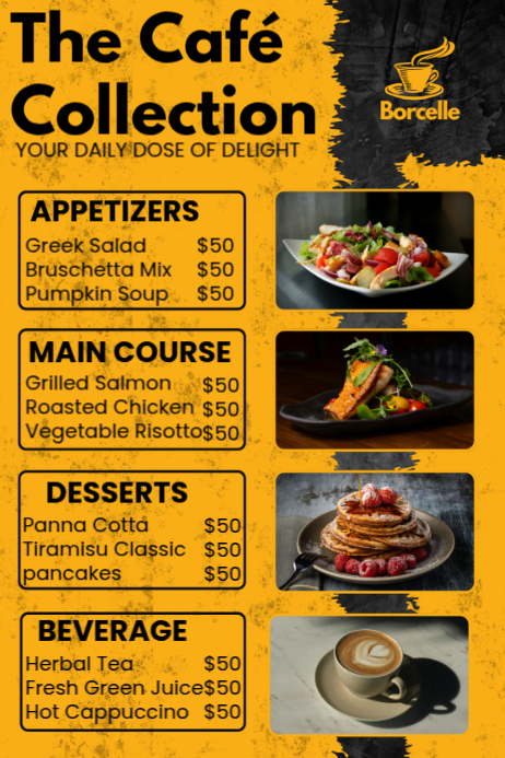 Restaurant Food Menu Poster Template | PosterMyWall
