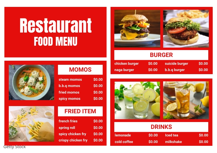 Restaurant Food Menu poster template | PosterMyWall