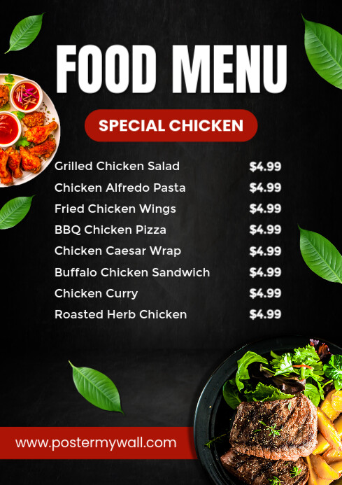Copy of Restaurant Food Menu Template A4 | PosterMyWall
