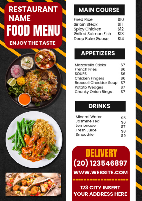 Copy of Restaurant food menu template | PosterMyWall