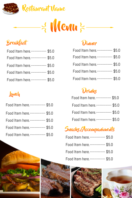 restaurant menu board flyer Template | PosterMyWall