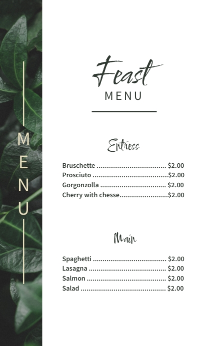 Restaurant Menu Business Card Template | PosterMyWall