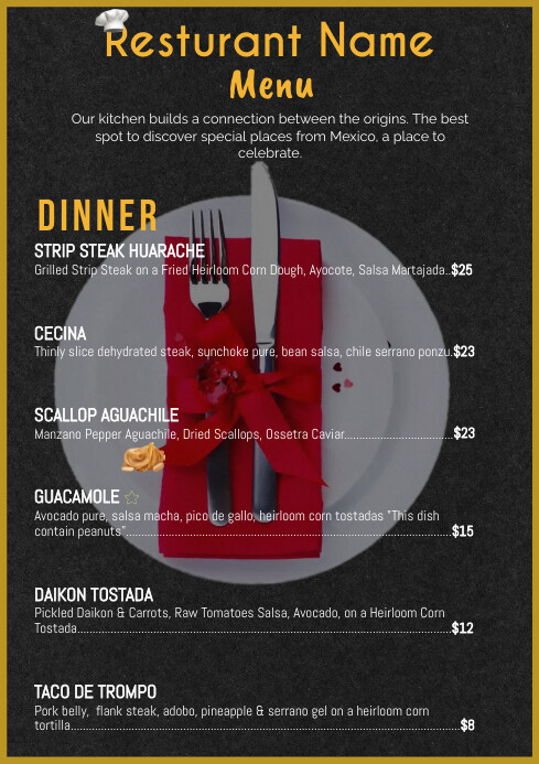 Restaurant Menu Card, Restaurant Menu Template | PosterMyWall