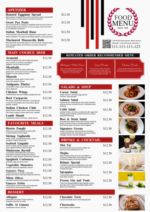 Restaurant menu card a4 size flyer templates | PosterMyWall