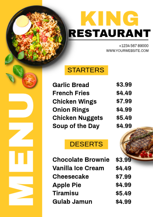 Plantilla de restaurant menu card | PosterMyWall
