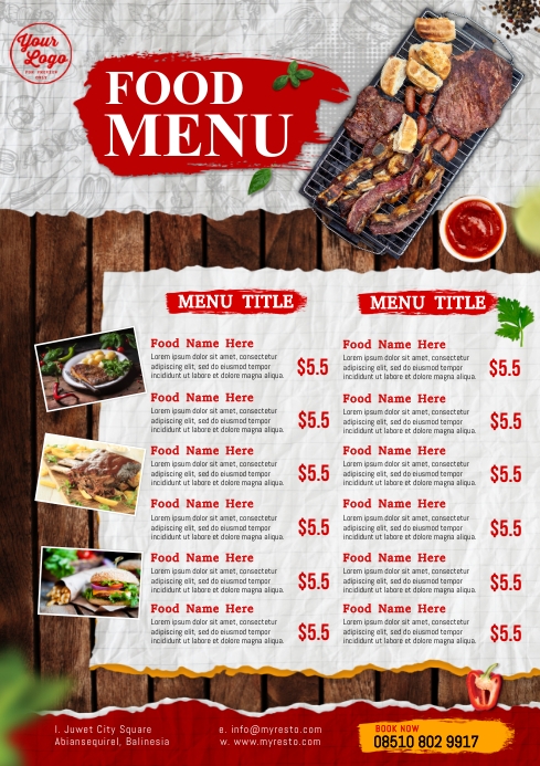 Restaurant Menu Design Flyer Template | PosterMyWall