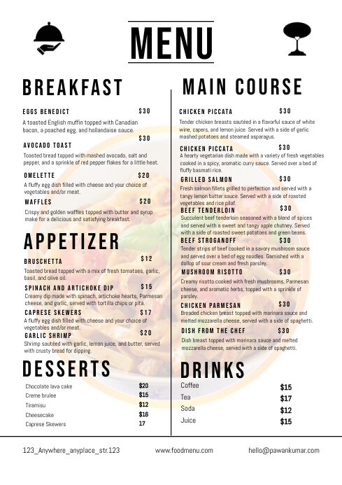 Modèle restaurant menu | PosterMyWall