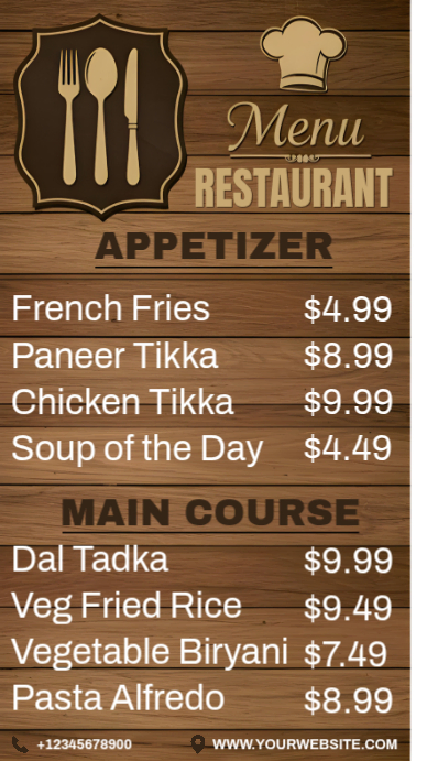 RESTAURANT MENU Template | PosterMyWall