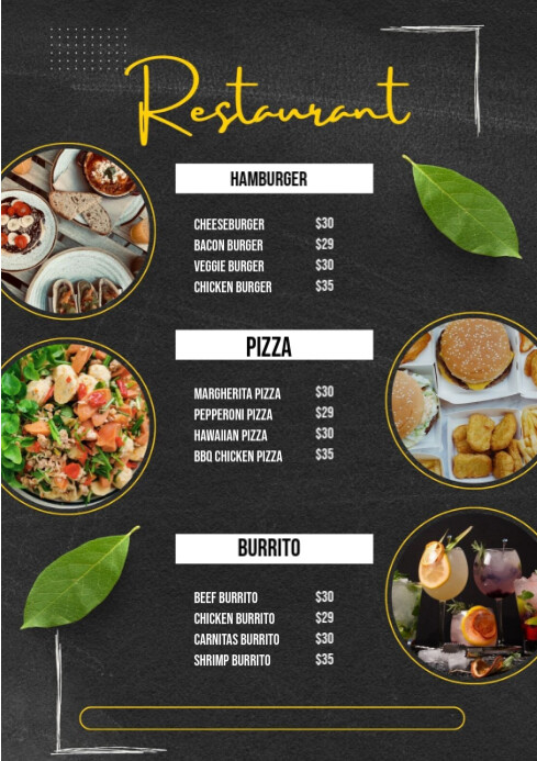 restaurant menu Template | PosterMyWall