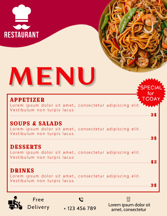 Restaurant Menu Flyer Template | PosterMyWall