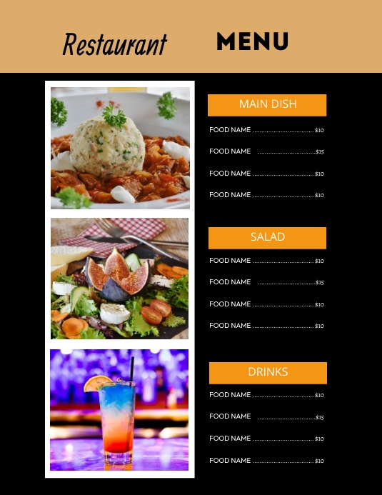 Restaurant Menu Flyer Template | PosterMyWall
