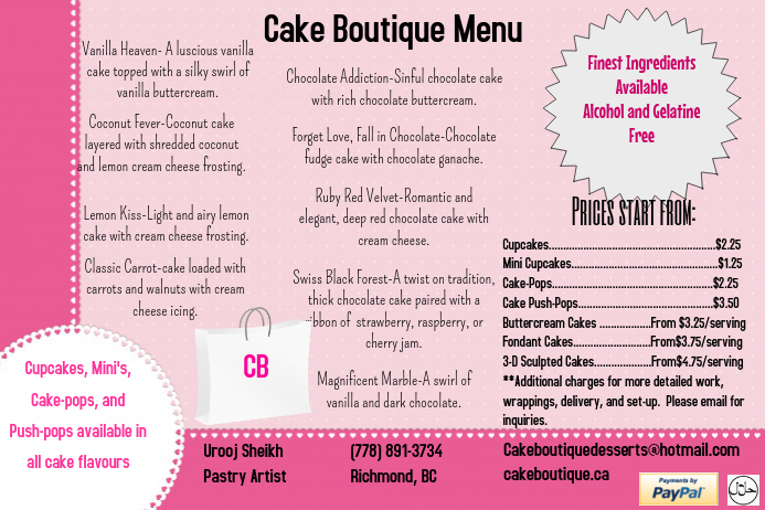 Cake Menu Poster Template | PosterMyWall