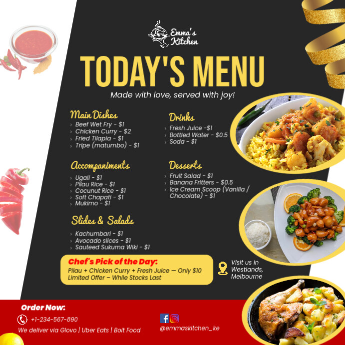 Restaurant Menu Poster Template | PosterMyWall