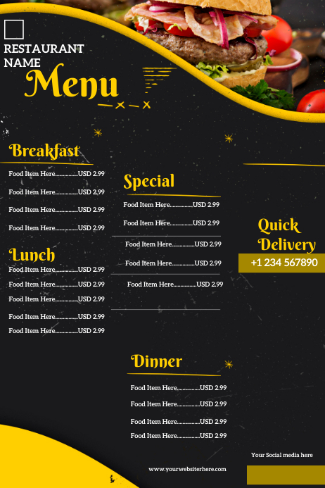 restaurant menu poster Template | PosterMyWall