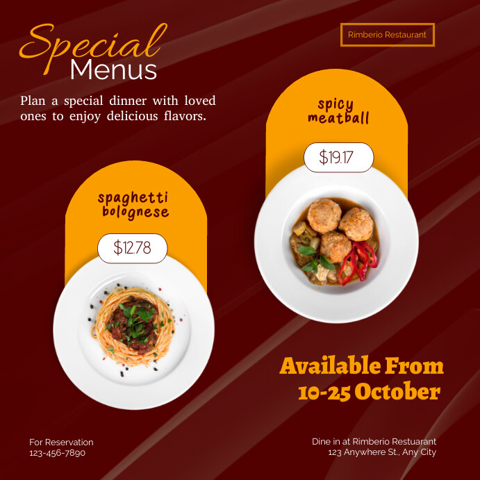RESTAURANT MENU PROMOTION INSTAGRAM POST Templat | PosterMyWall