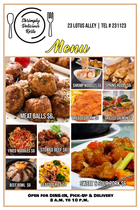 Restaurant Menu template | PosterMyWall