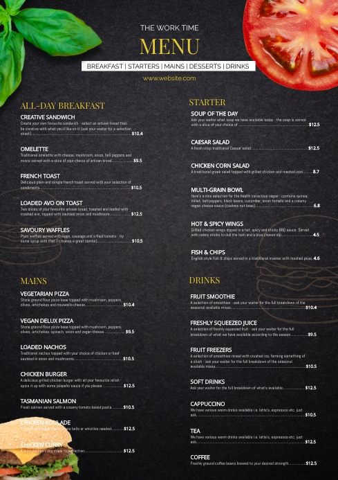 Modèle Restaurant Menu template online free | PosterMyWall