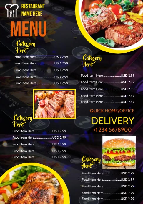 restaurant menu video template | PosterMyWall