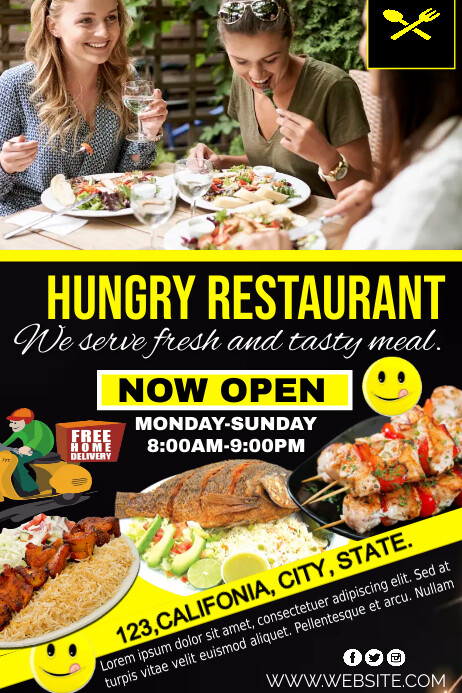 Restaurant new open design template flyer | PosterMyWall
