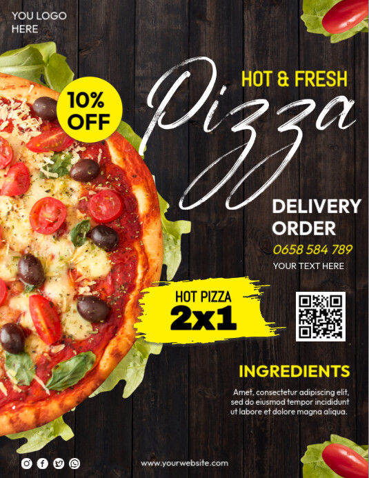 Restaurant Pizza Offer Flyer Design Template | PosterMyWall
