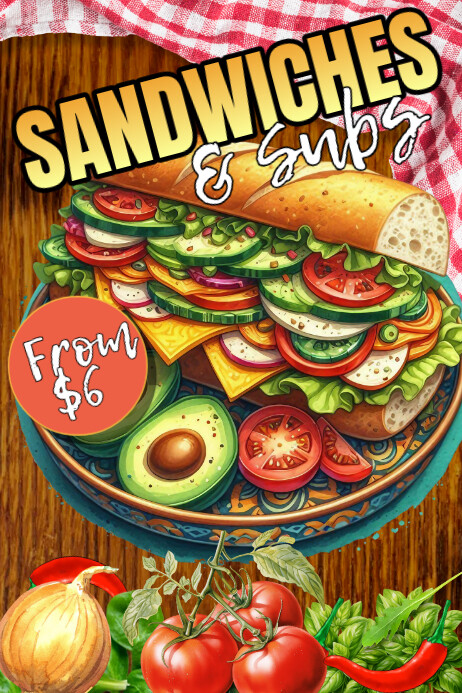 Copy of Restaurant Poster - Food Flyer - Sandwiches | PosterMyWall