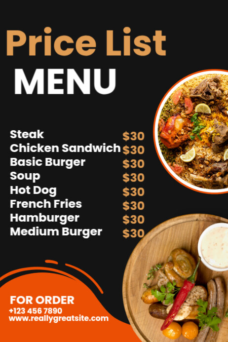 Restaurant Price List Menu Poster Template | PosterMyWall