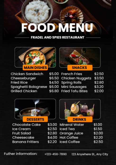 Restaurant Special Food Menu A4 Template | PosterMyWall